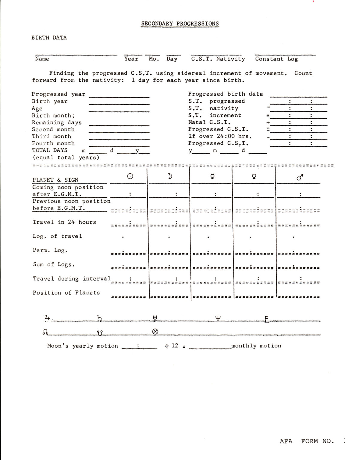 Form 16 Secondary Progression Formula – American Federation of Astrologers